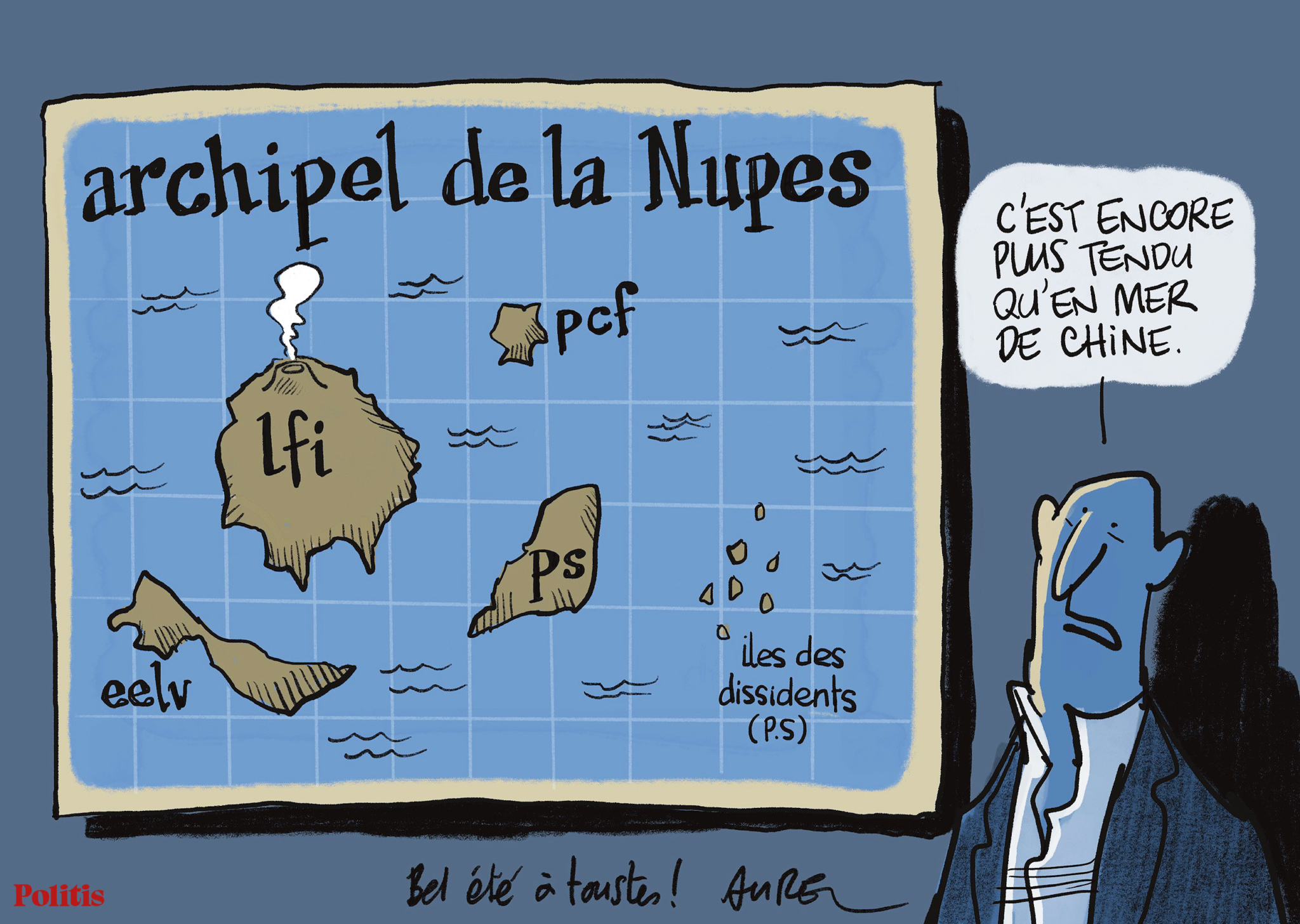 Le dessin d’Aurel : l'archipel de la Nupes et l'océan - POLITIS